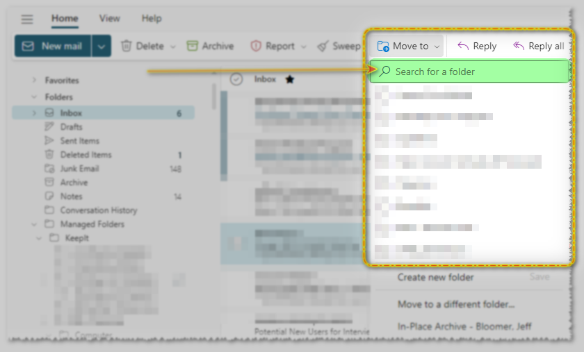 "MOVE TO" Feature on MS Outlook Client vs. "Outlook 365 on the Web ...