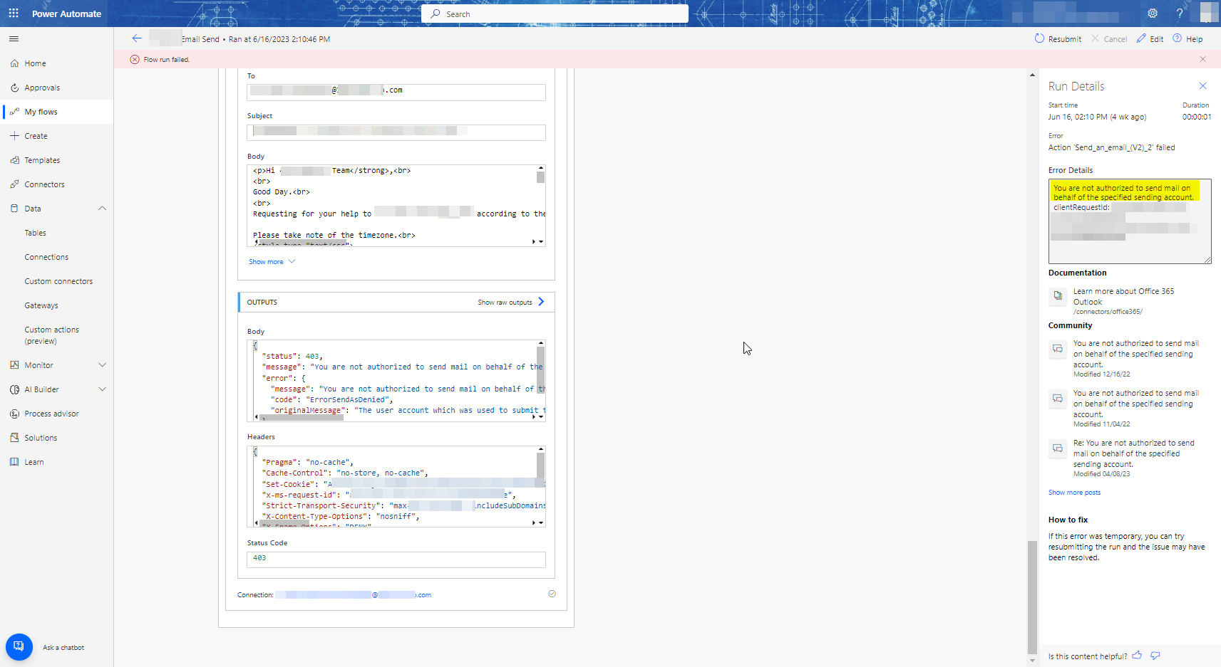 You are not authorized to send mail on behalf of the specified sending account. | Microsoft ...
