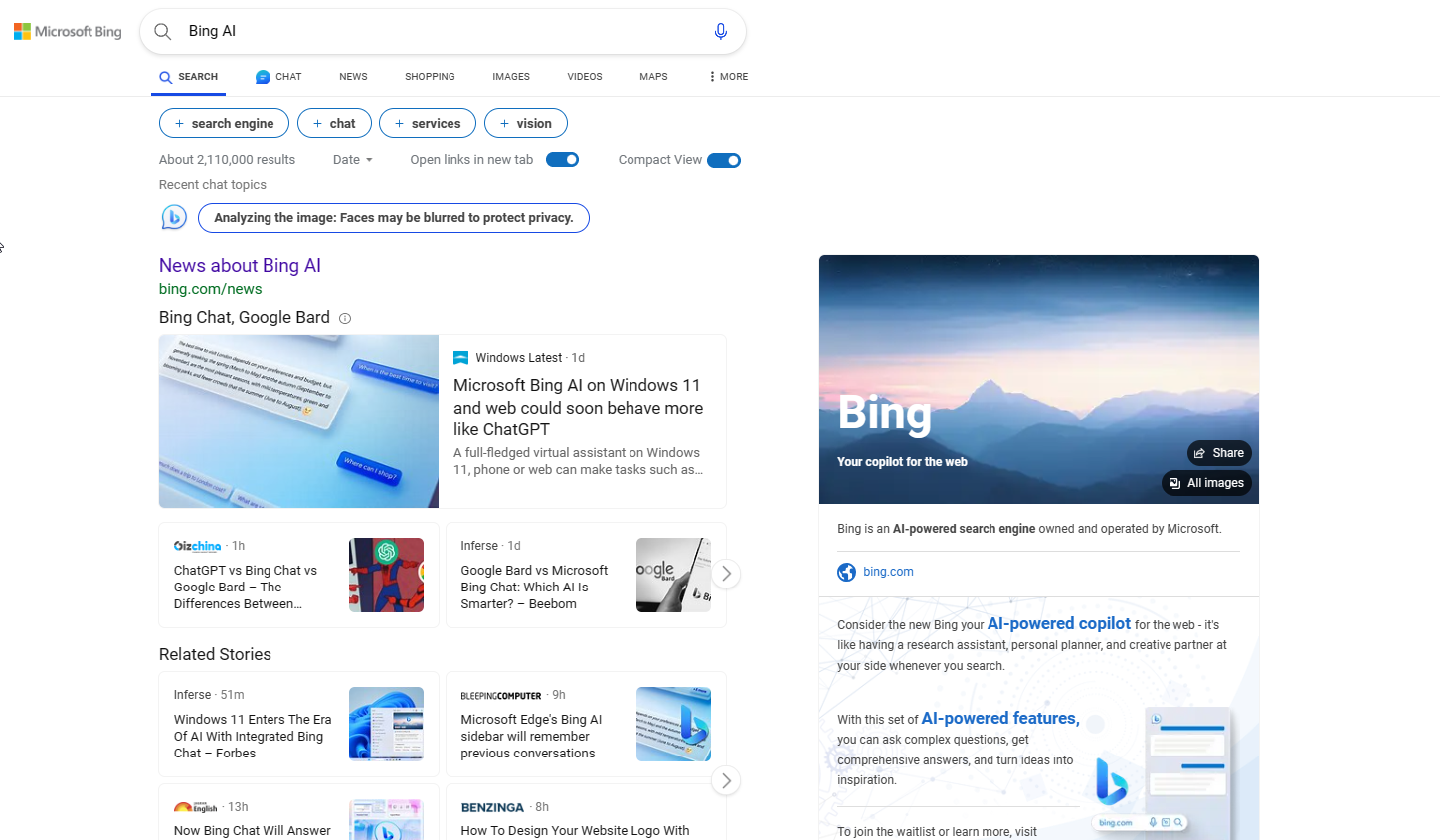 randomy redirecting to bing search results for 'Bing AI' whilst using ...