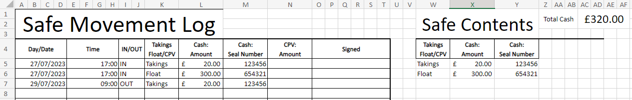 Creating an excel-based Cash Safe Log | Microsoft Community Hub