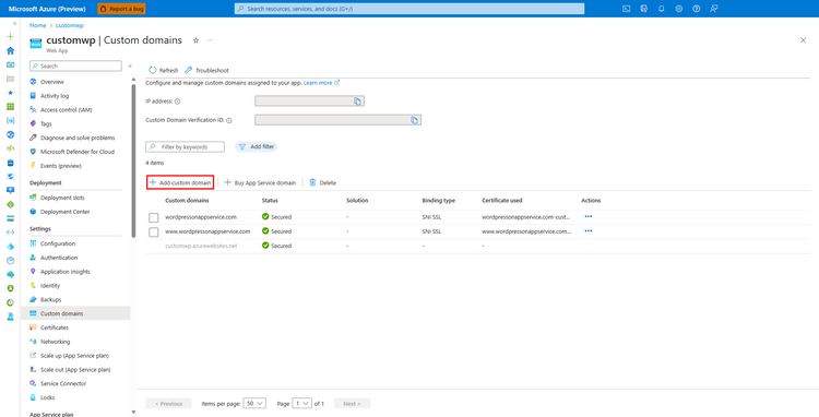 How to use Custom Domains with WordPress on App Service | Microsoft ...