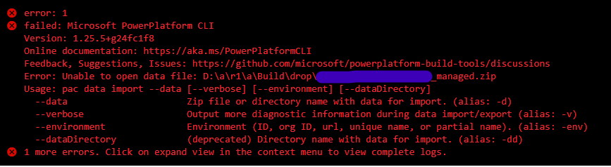 Azure Devops Power Platform Import Data Error Unable To Open Data File Microsoft Community Hub