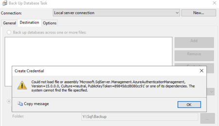 Error when creating SQL Credential in SSMS 19 | Microsoft Community Hub