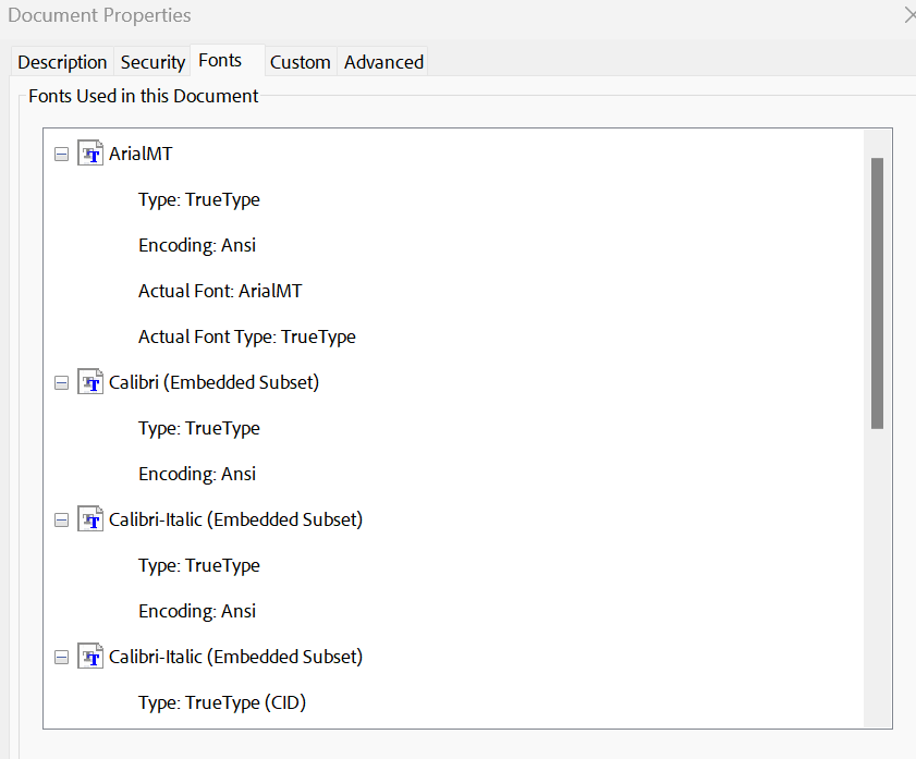 Save as PDF adds ArialMT font to resulting PDF | Microsoft Community Hub