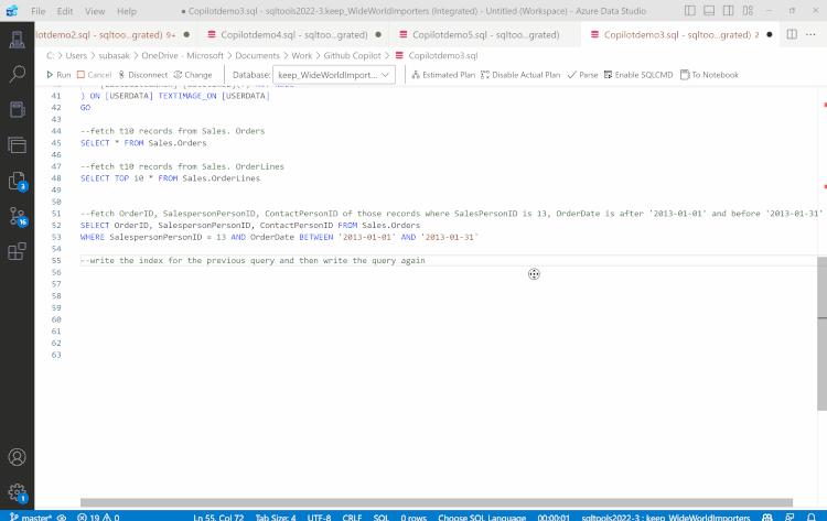 SQL Query Optimization using GitHub Copilot