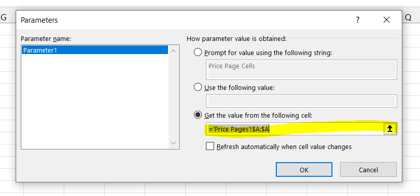 How to use an entire column of data for parameters | Microsoft Community Hub