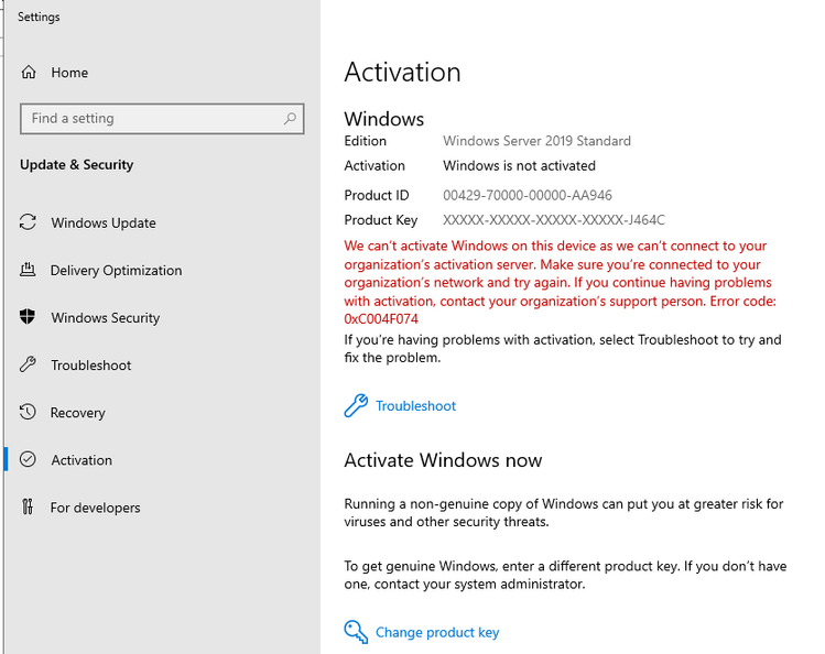 Server 2019 Volume licensing activation key not working | Microsoft ...