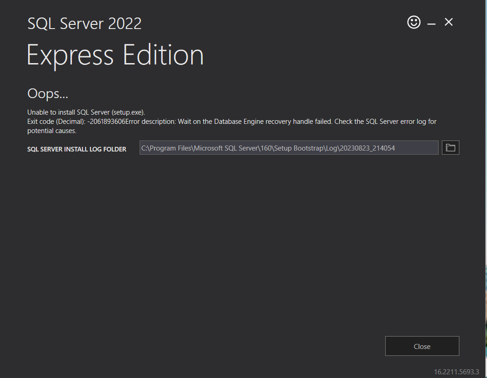 I couldn't able to install sql server management system express version ...