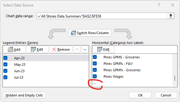 accessing data in the "select data" section when creating a chart | Microsoft Community Hub