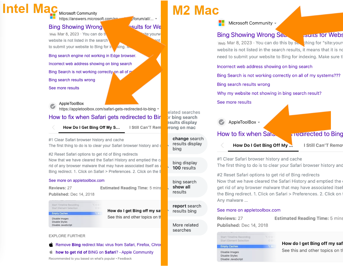 Bing not showing URLs in search results on M2 Mac | Microsoft Community Hub