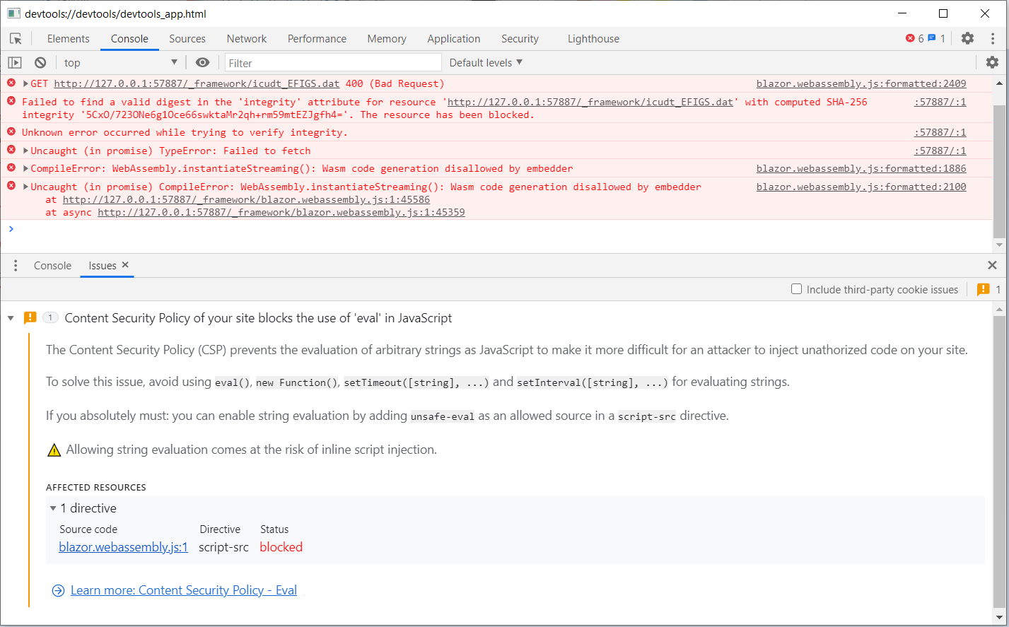 .NET Runtime 8 preview for content security policy regarding Blazor Webassembly eval ...
