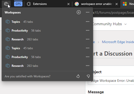 Edge Workspace Error: Unable to Load | Microsoft Community Hub