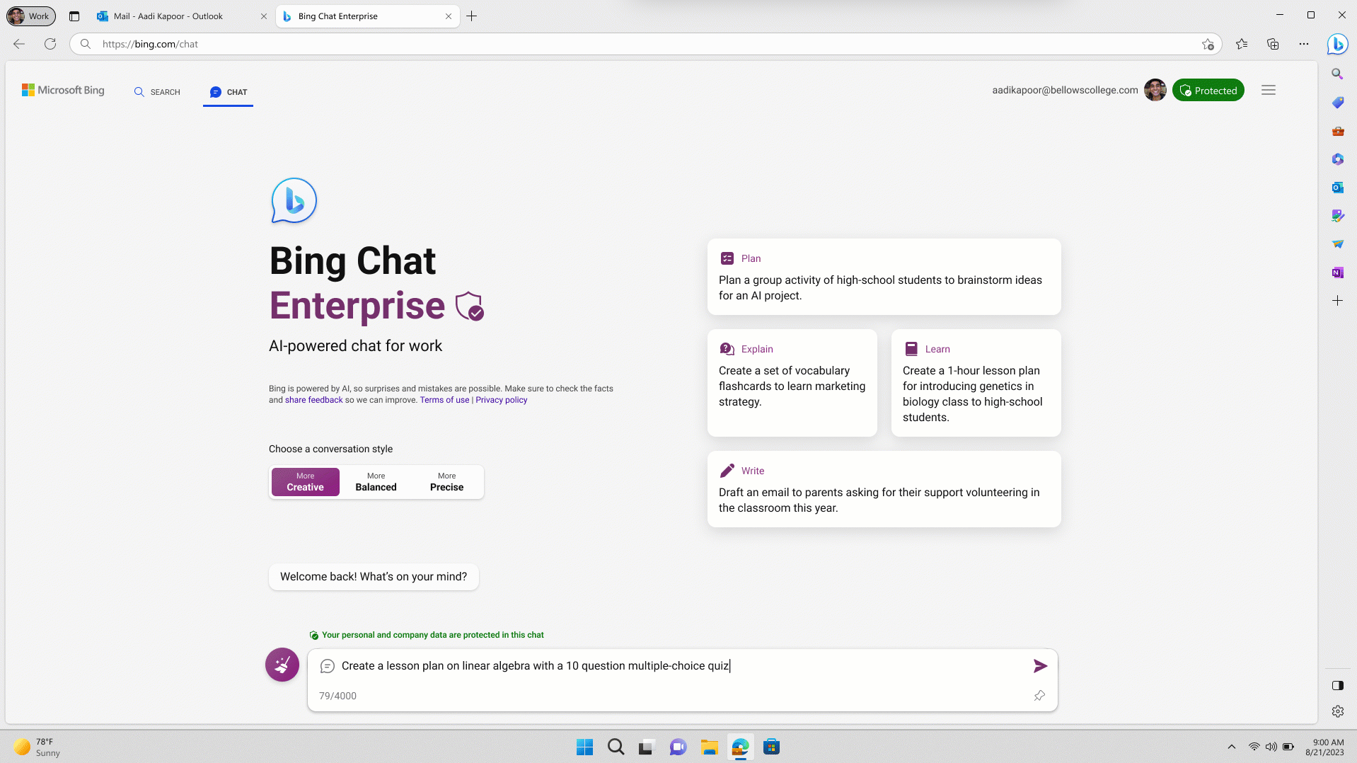 Bing Chat Enterprise experience is now in preview for Microsoft 365 A3 ...
