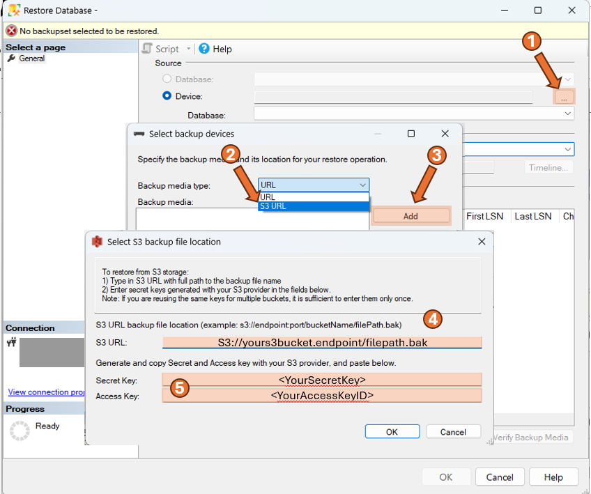 Restore from AWS S3 to Azure SQL