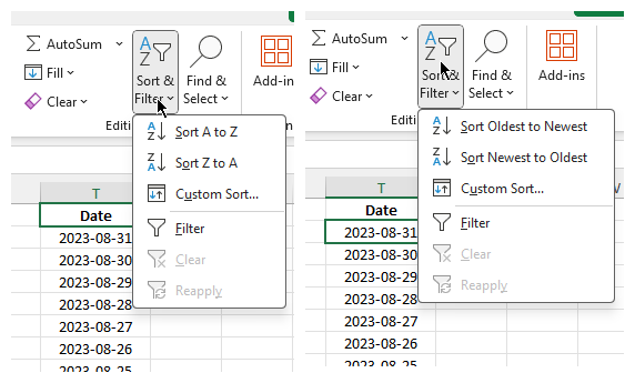 Sort by date missing | Microsoft Community Hub