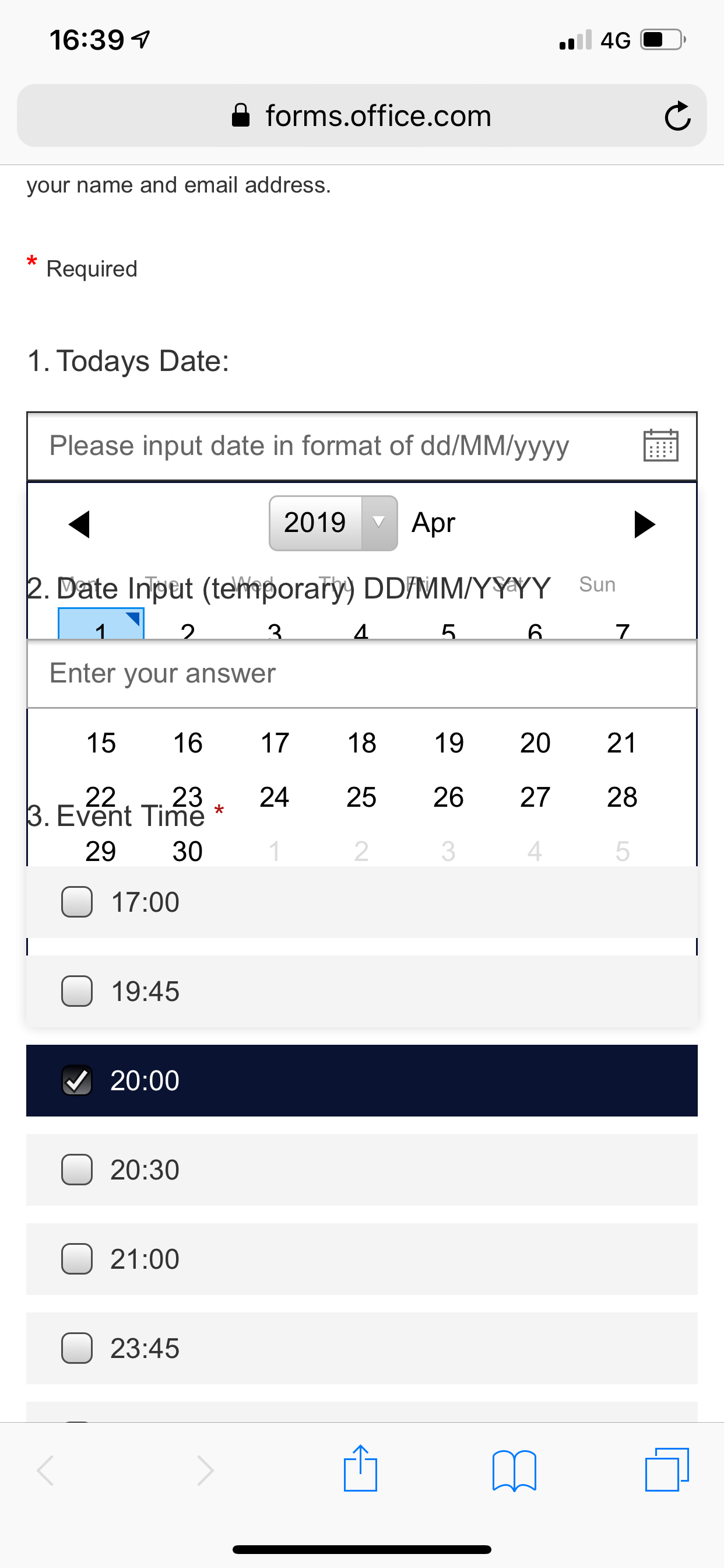 MS Form Date Input field will not load calendar correctly | Microsoft ...