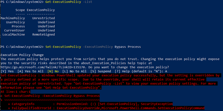 Fail to run powershell script | Microsoft Community Hub