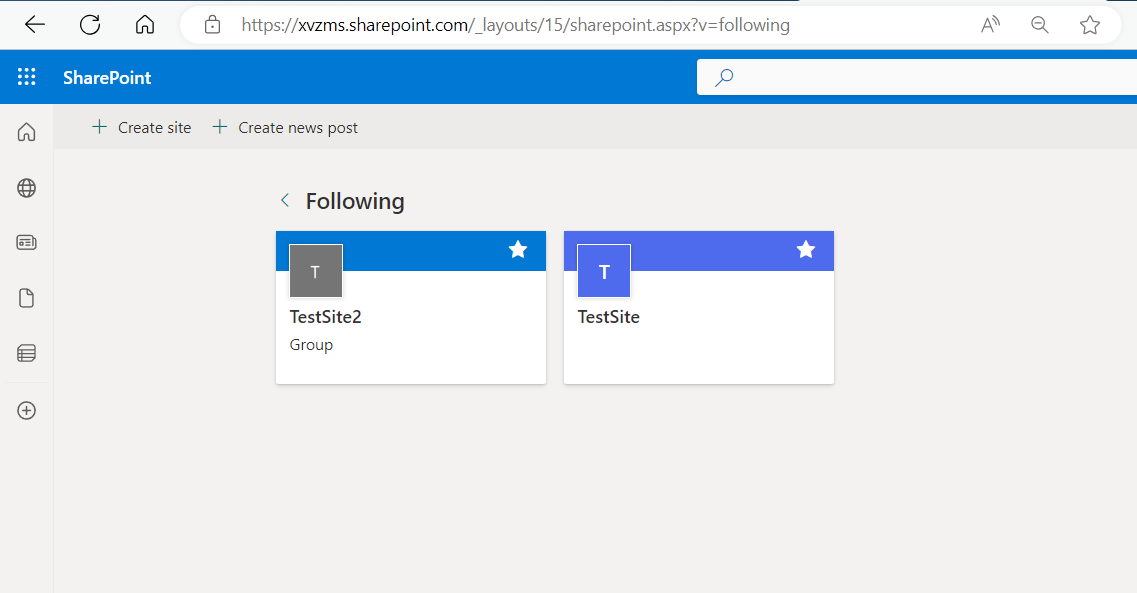 Can't see my communication site on the following | Microsoft Community Hub