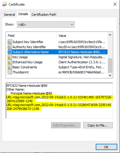 Preview of SAN URI for Certificate Strong Mapping for KB5014754 | Microsoft Community Hub