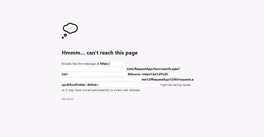 'Hmmm...can't reach this page error' on uploading attachment in ...