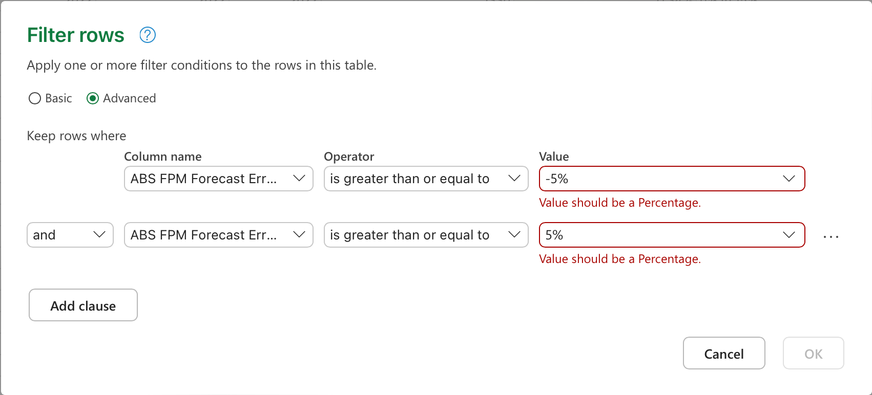 Excel for Mac Power Query Conditional Column with Percentages | Microsoft Community Hub