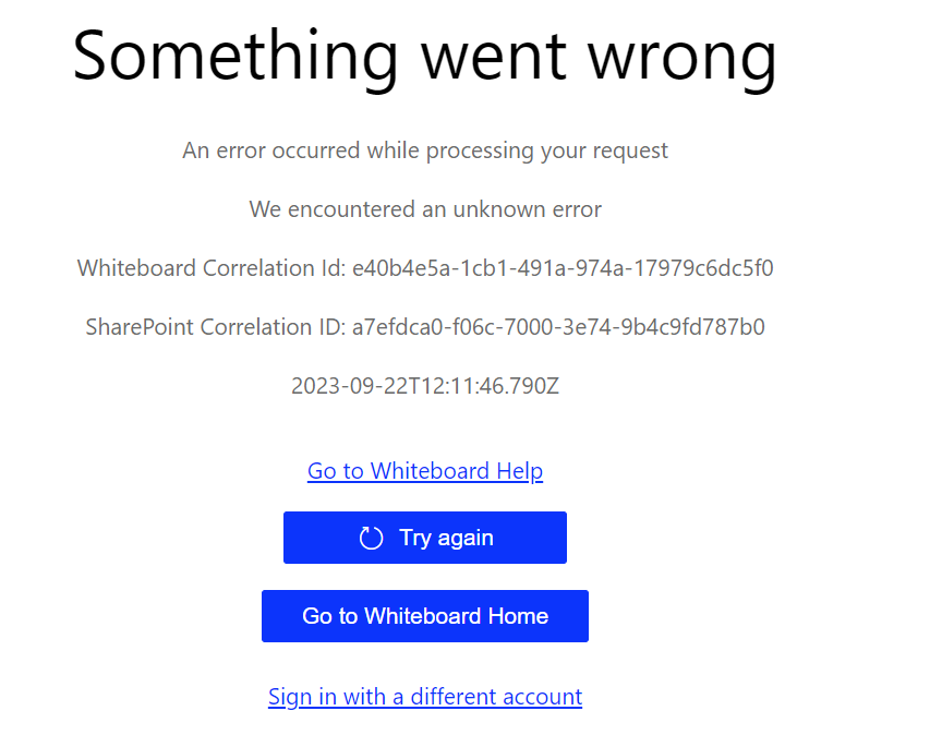 MS whiteboard guest sharing errors | Microsoft Community Hub