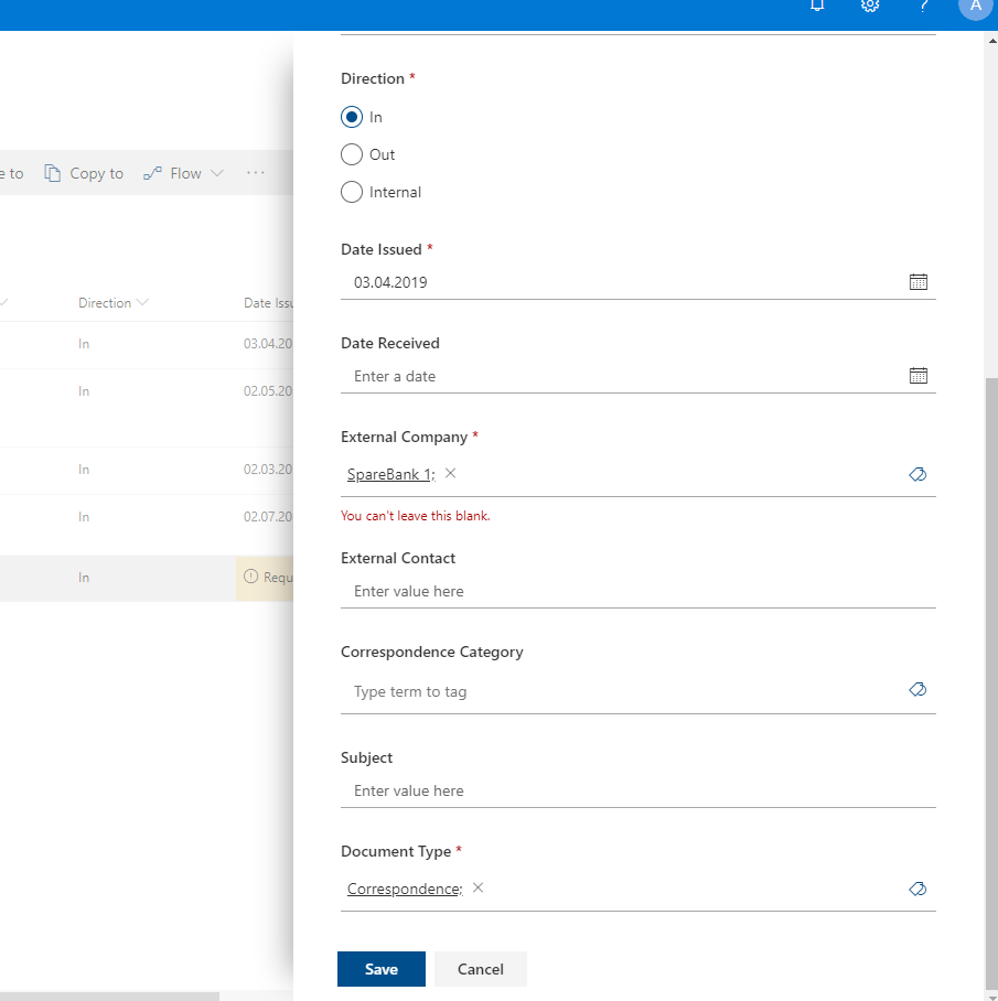 Error when saving properties even if filled out | Microsoft Community Hub