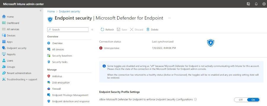 Problem loading Settings - Endpoints page in Microsoft Defender for ...
