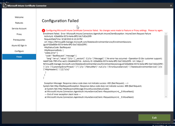 certificate connector enrollement error | Microsoft Community Hub