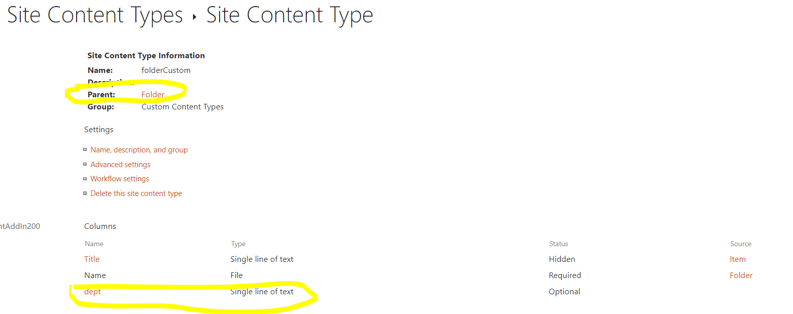 Define a custom content type for a Folder inside a document librry will ...