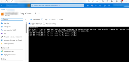 Troubleshooting Log Stream data not loading/populating in App Services | Microsoft Community Hub