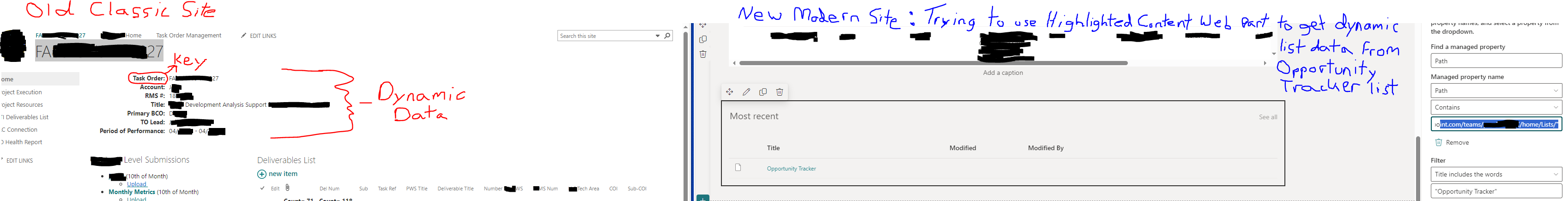 Can you add dynamic content from another site list to a modern ...