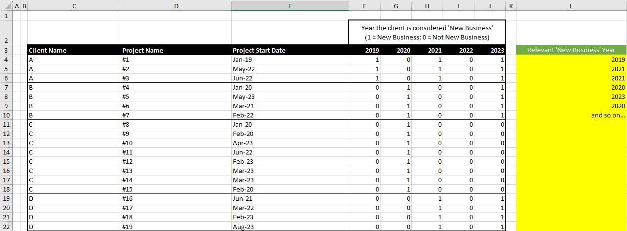 Excel Formula --> Return column heading dependent on data in rows ...