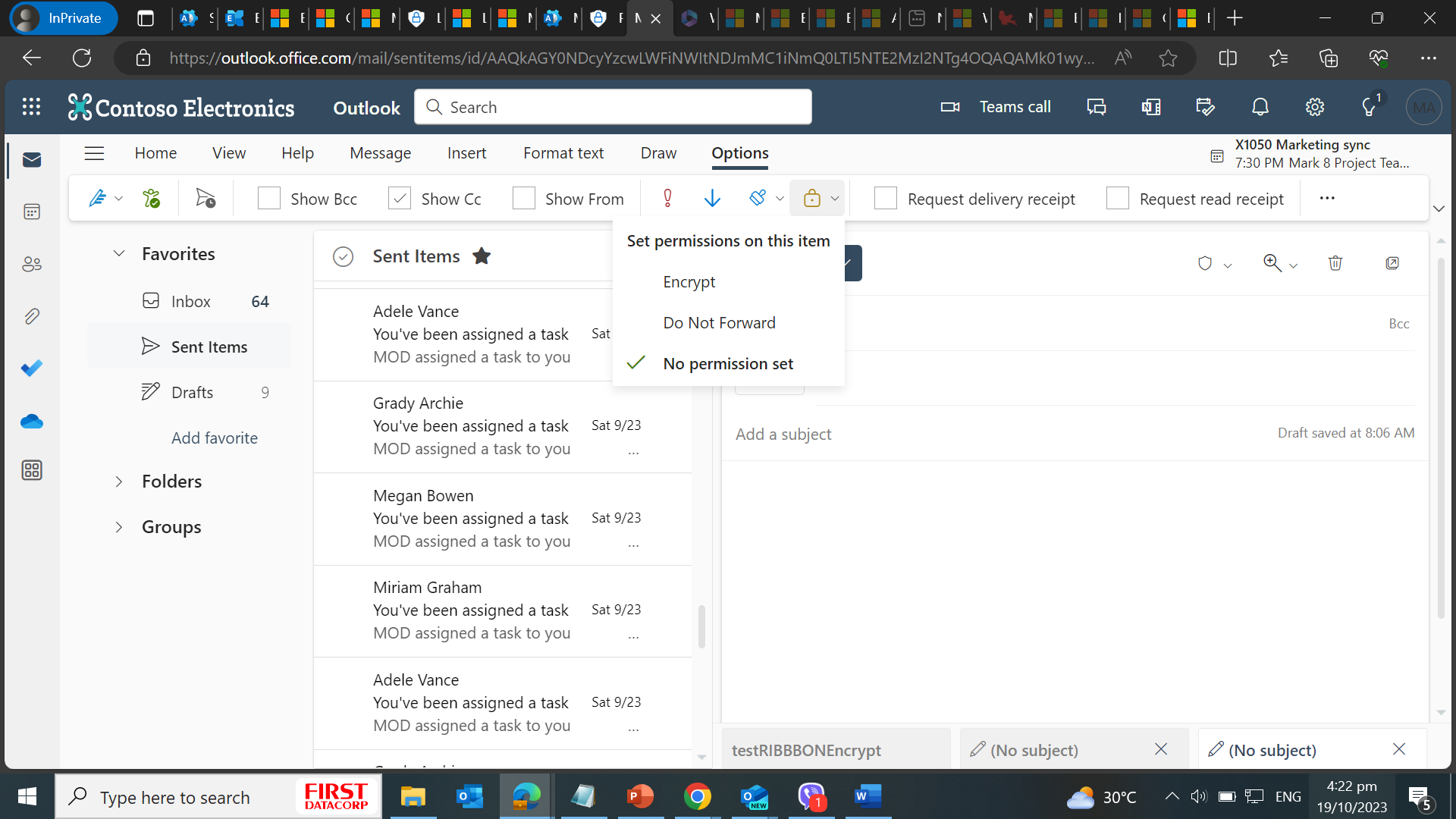 How to create addition Encryption option in permissions tab in outlook ...