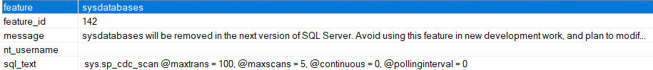 Deprecate Feature Found in sys.sp_cdc_scan | Microsoft Community Hub