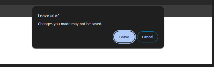 Leave this page popup | Microsoft Community Hub