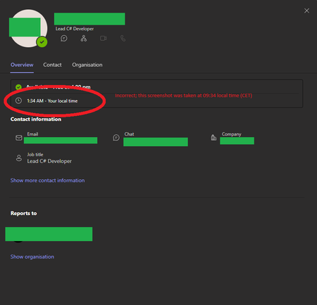 Scheduling assistant and Profile Viewer time zone incorrect | Microsoft Community Hub