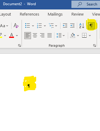 Paragraph marks and hidden formatting symbols (¶) using Office ...