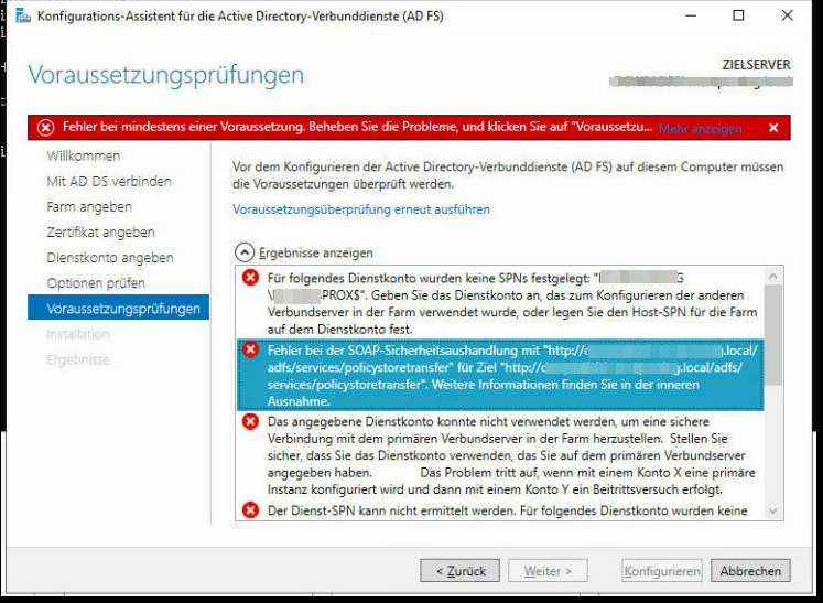 Error encountered while configuring AD FS role during migration from Server 2012 R2 to Server ...