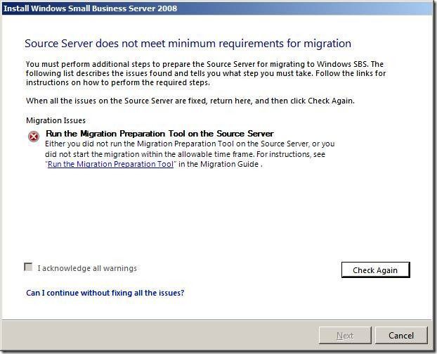 Source Server Does Not Meet Minimum Requirements for Migration ...