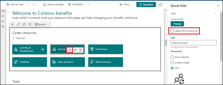 Quick Links to have the option to open in a new tab | Microsoft Community Hub