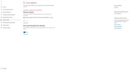 Turn on Memory Integrity via Intune | Microsoft Community Hub