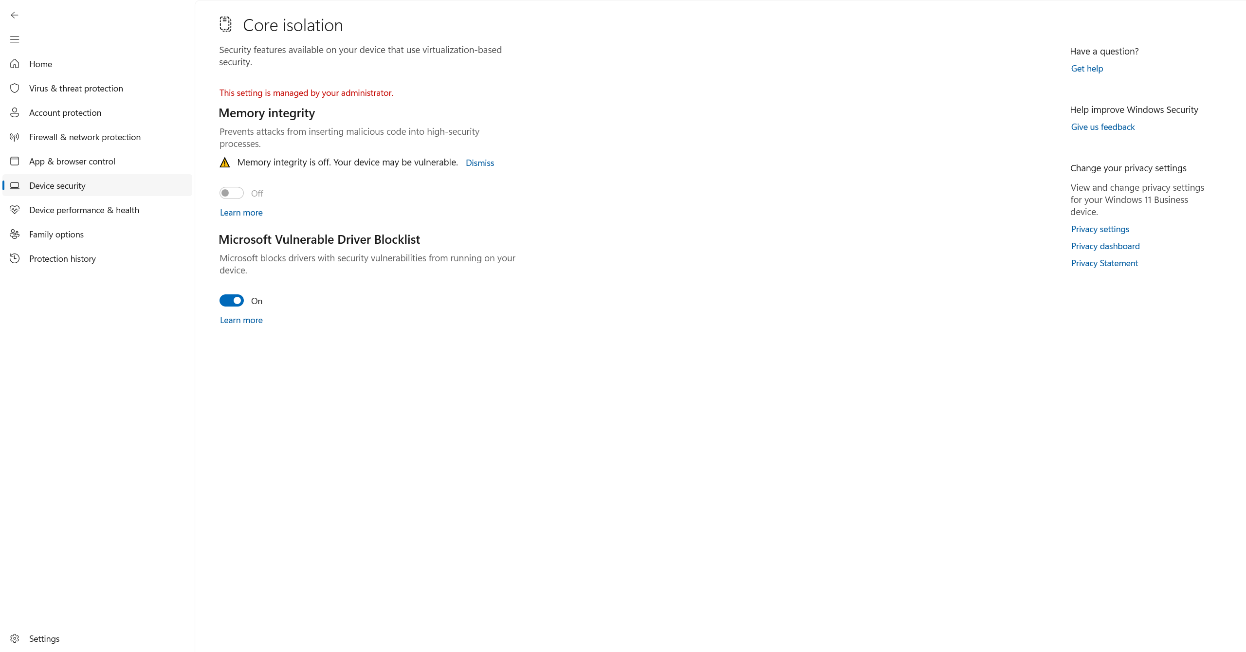 Turn on Memory Integrity via Intune | Microsoft Community Hub