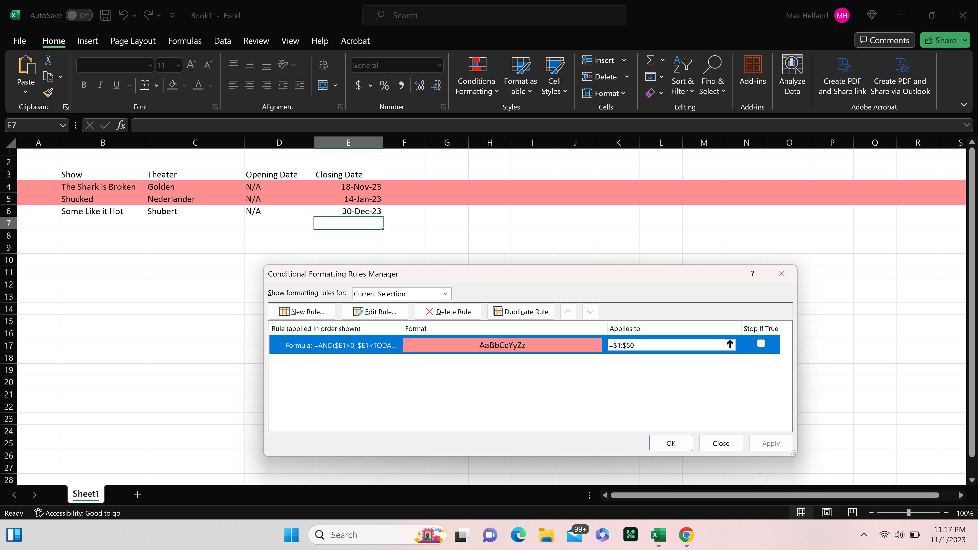 Re: Conditional Formatting of Full Row Based on Data in One Cell Troubleshooting | Microsoft ...