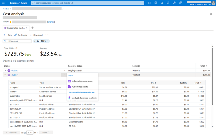 AKS Cost Analysis: an Azure-native cost visibility experience built on the OpenCost project ...