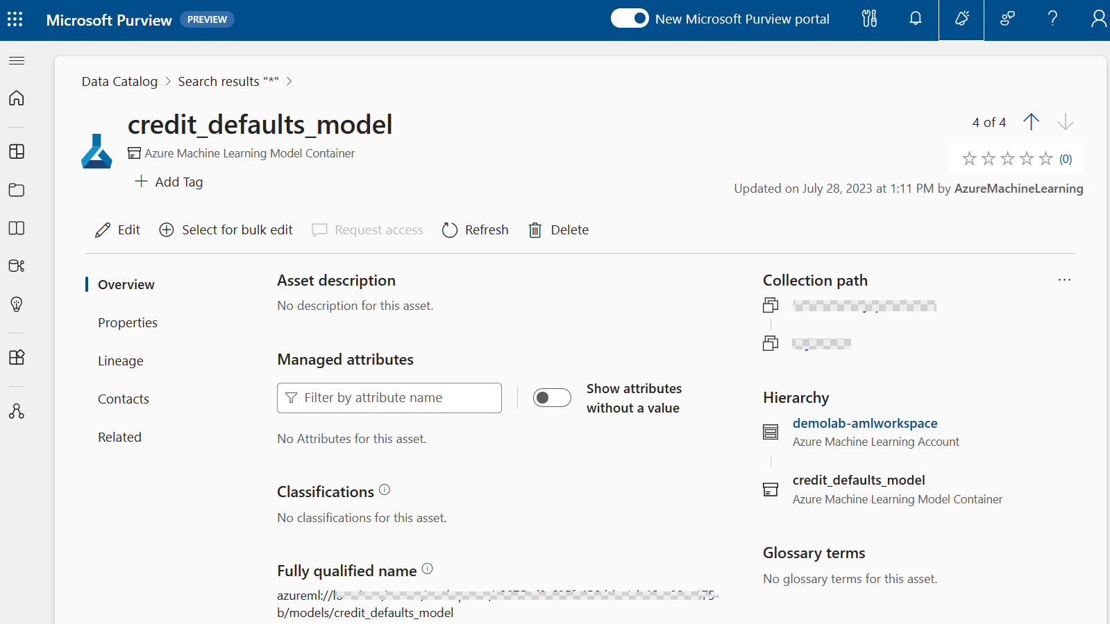 Integration of Azure Machine Learning with Microsoft Purview ...