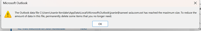 Seeking Assistance: Outlook Warning, Storage, and OST File Limit ...