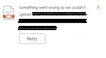 "Something went wrong" - when uploading to SP sites experienced by ...