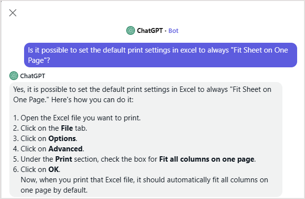 How to set "Fit Sheet on One Page" as the default setting to print ...