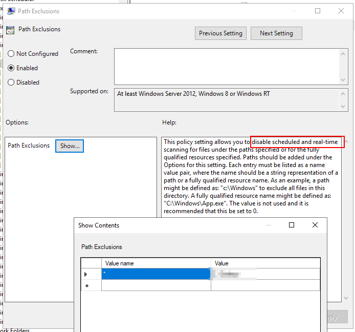 Defender exclude program from real-time scanning, but not scheduled | Microsoft Community Hub
